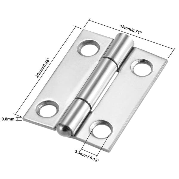 0.98" Hinge Silver Door Hinges Fittings Brushed Chrome Plain 2pcs - Bed Bath & Beyond - 35428455